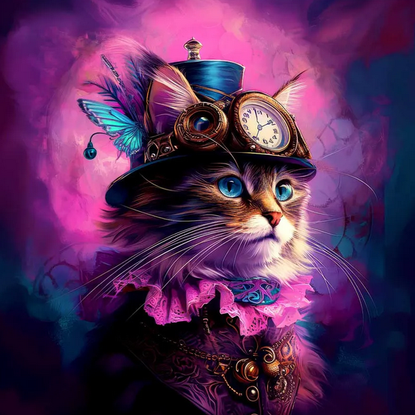 Pre-Order - Steampunk Cat - Bag Panel - Choose Your Base & Size – Meve ...